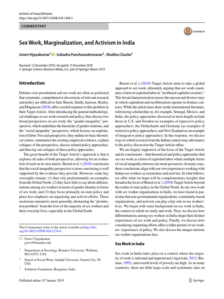 Sex Work Marginalization and Activism in | PDF | Sex Work | Social Stigma
