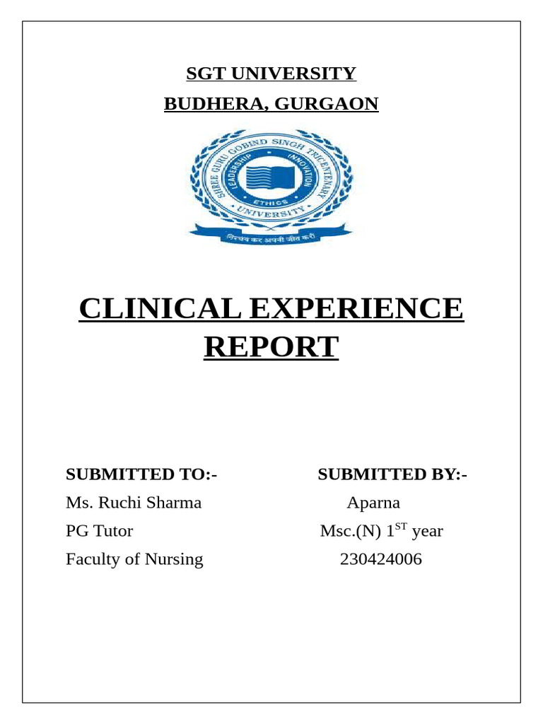 Clinical Experience at Dr. Vidya Sagar Hospital | PDF | Psychiatry ...
