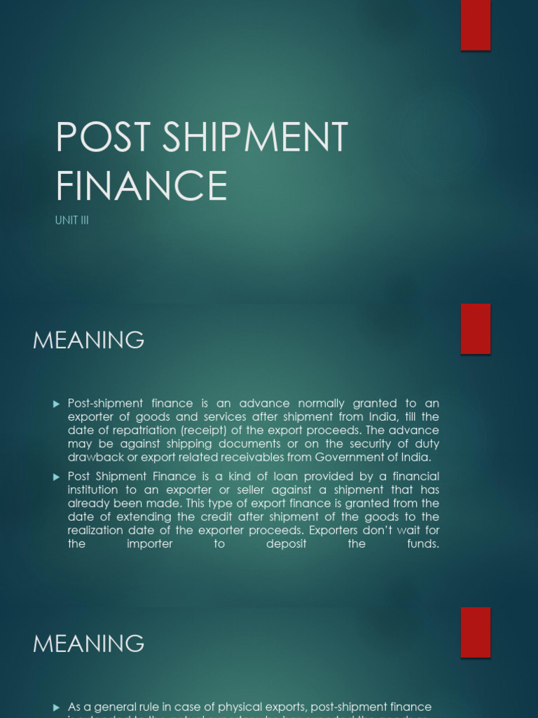Post-Shipment Finance Guide | PDF | Banks | Credit