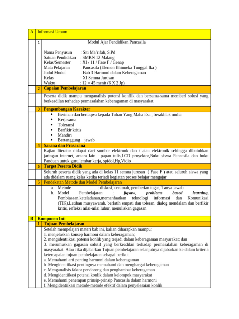 Modul Ajar Kelas Xi Bti | PDF