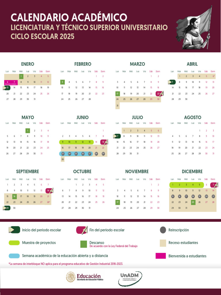 Calendario Lic TSU 2025 | PDF