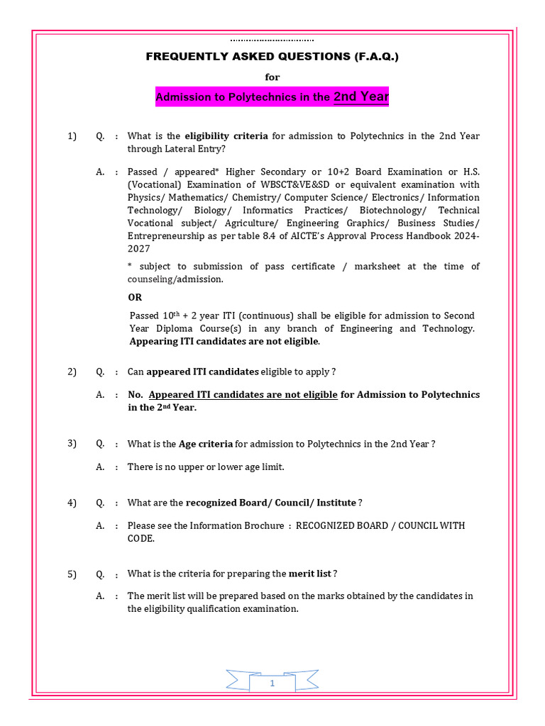 FAQ Session 2024 25 E T 2nd Year | PDF | University And College ...
