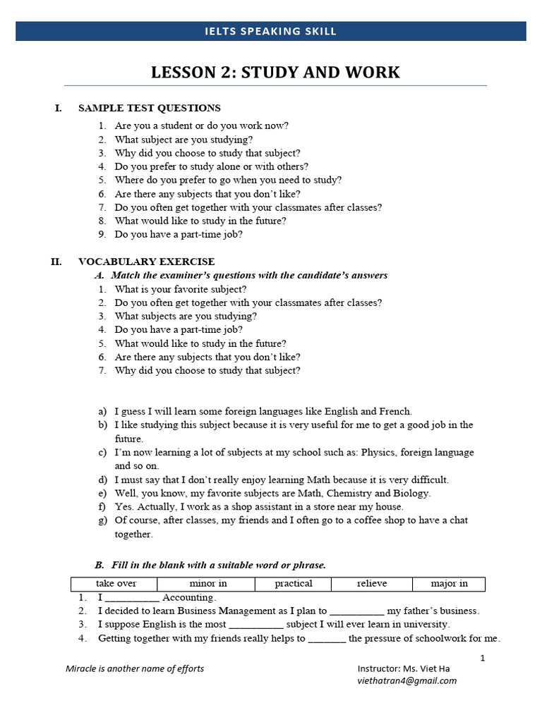 Lesson 2 - study, work | PDF | English Language | Linguistics