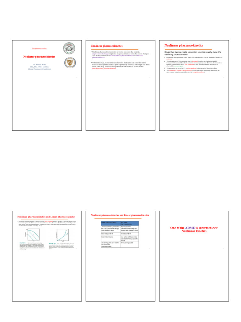 Lec9 - Nonlinear PK - AAA (2) - Converted-2 | PDF | Pharmacokinetics | Enzyme Kinetics