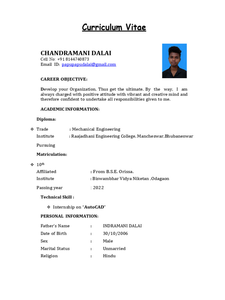 CHANDRAMANI CV | PDF