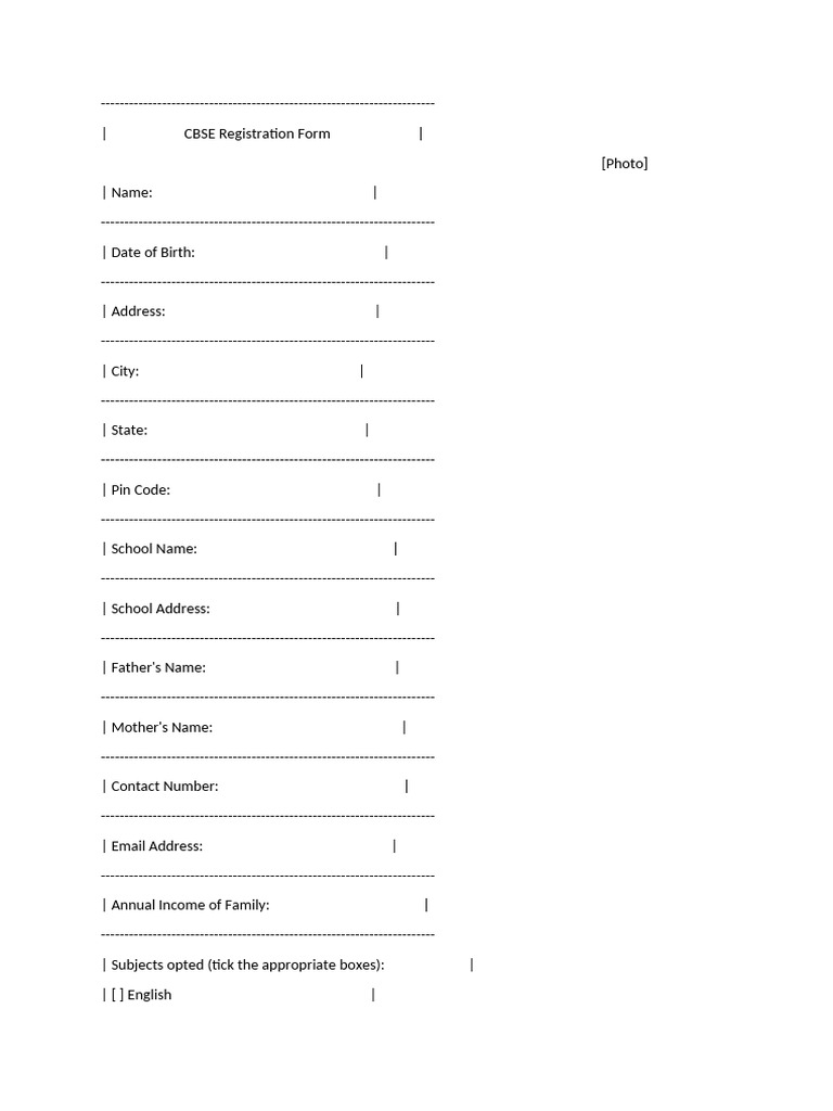 CBSE Registration Form | PDF