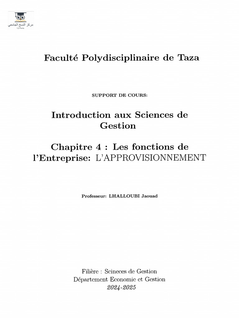 Chapitre 4 Les Fonctions de L'entreprise | PDF