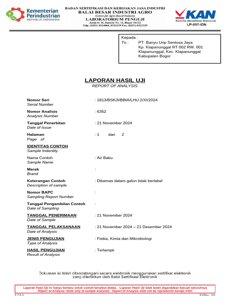LAPORAN HASIL UJI F4 | PDF