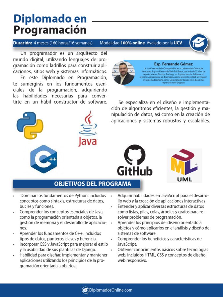Brochure Diplomado en Programacion | PDF | Programación de computadoras | Java (lenguaje de ...