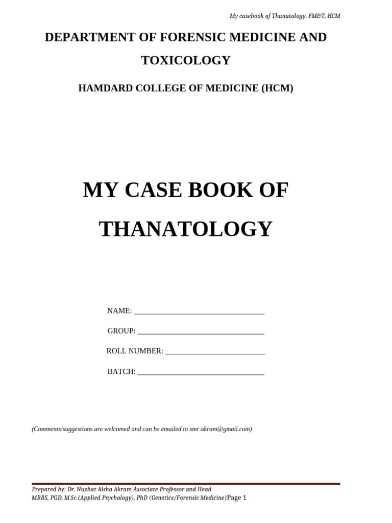 My Casebook of Thanatology HCM | PDF | Health Care | Medicine
