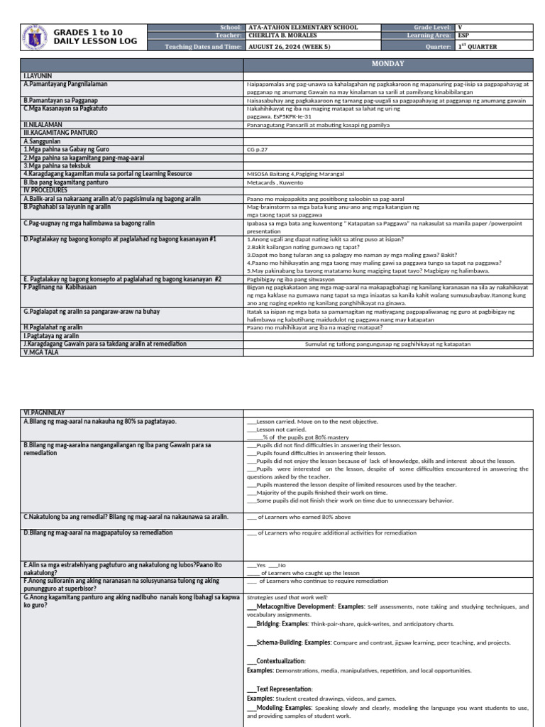 DLL_ESP-5_Q1_W5-1 | PDF