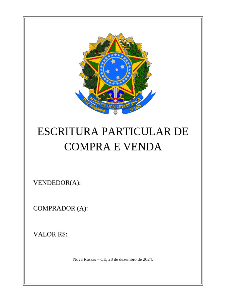 CAPA Escritura Particular - Modelo | PDF