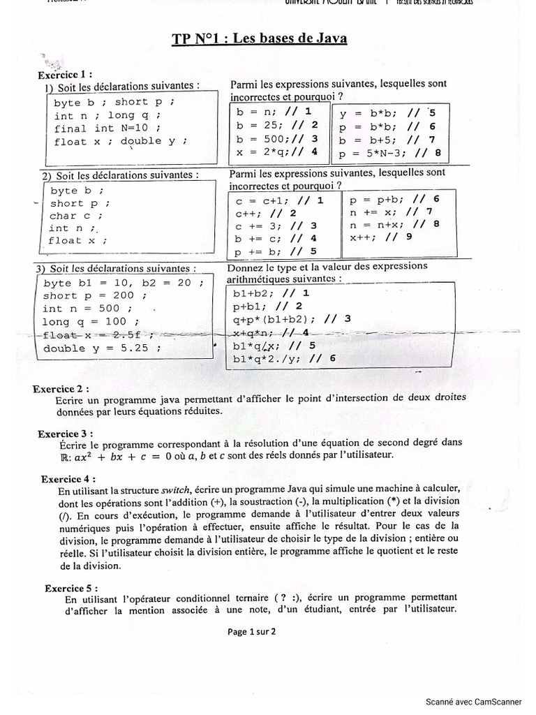 TP N°1 Java | PDF