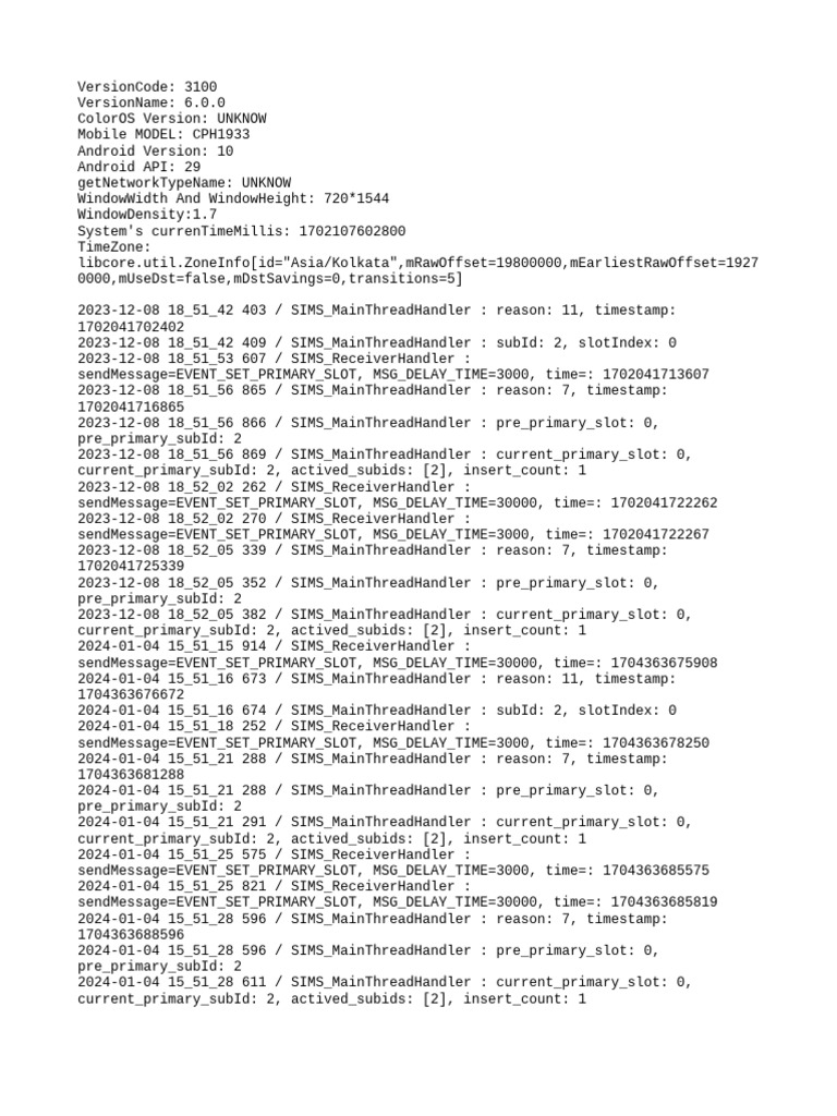 Android Device SIM Slot Logs | PDF | System Software | Software