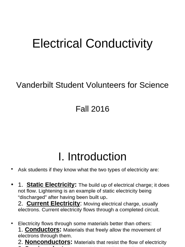 Electrical Conductivity | PDF | Electric Current | Insulator (Electricity)