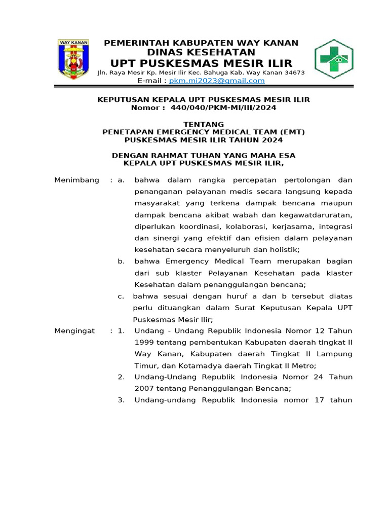 SK EMT PKM Mesir Ilir | PDF