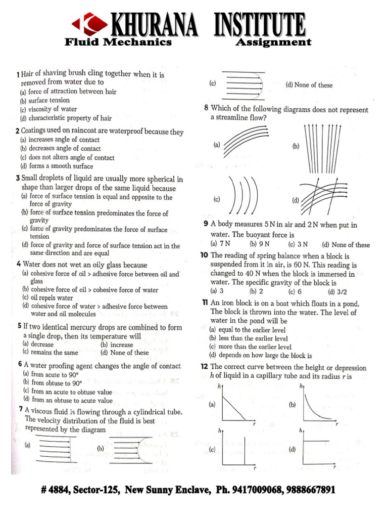 Fluid Mechanics Assignment | PDF