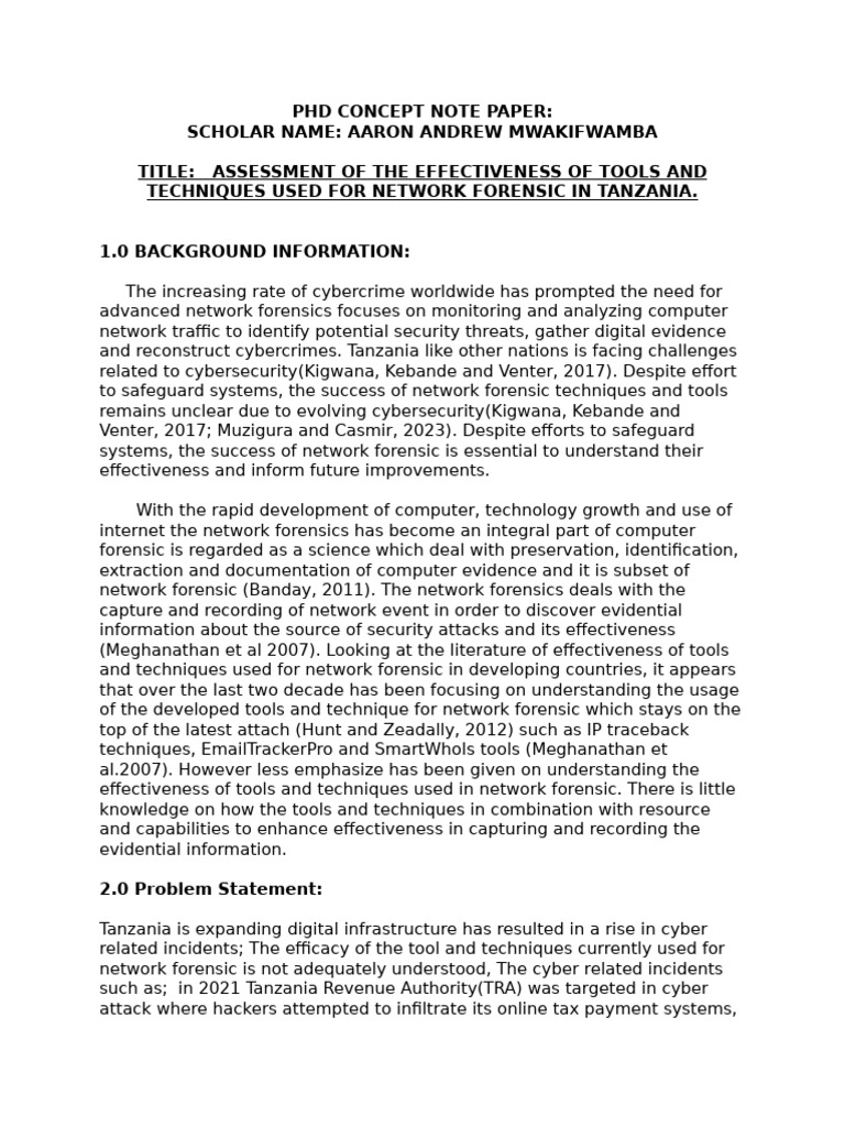 PHD Concept Note Forensic 2 | PDF | Methodology | Digital Forensics