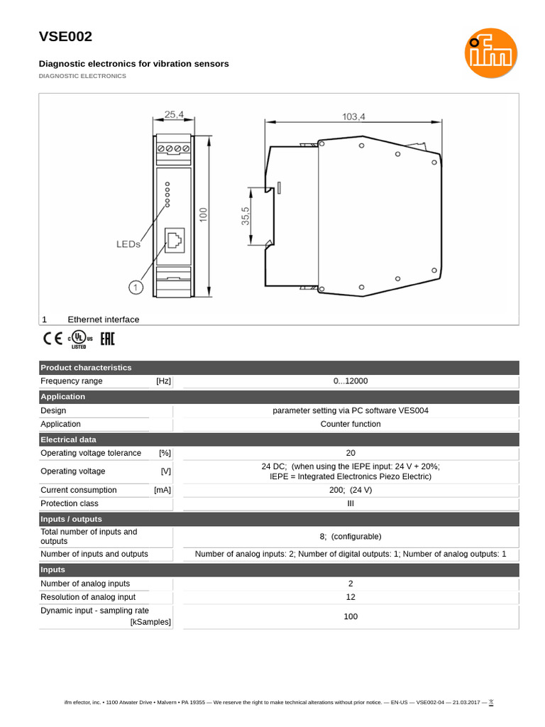 Diagnostic Electronics For Vibration Sensors: 1 Ethernet Interface ...