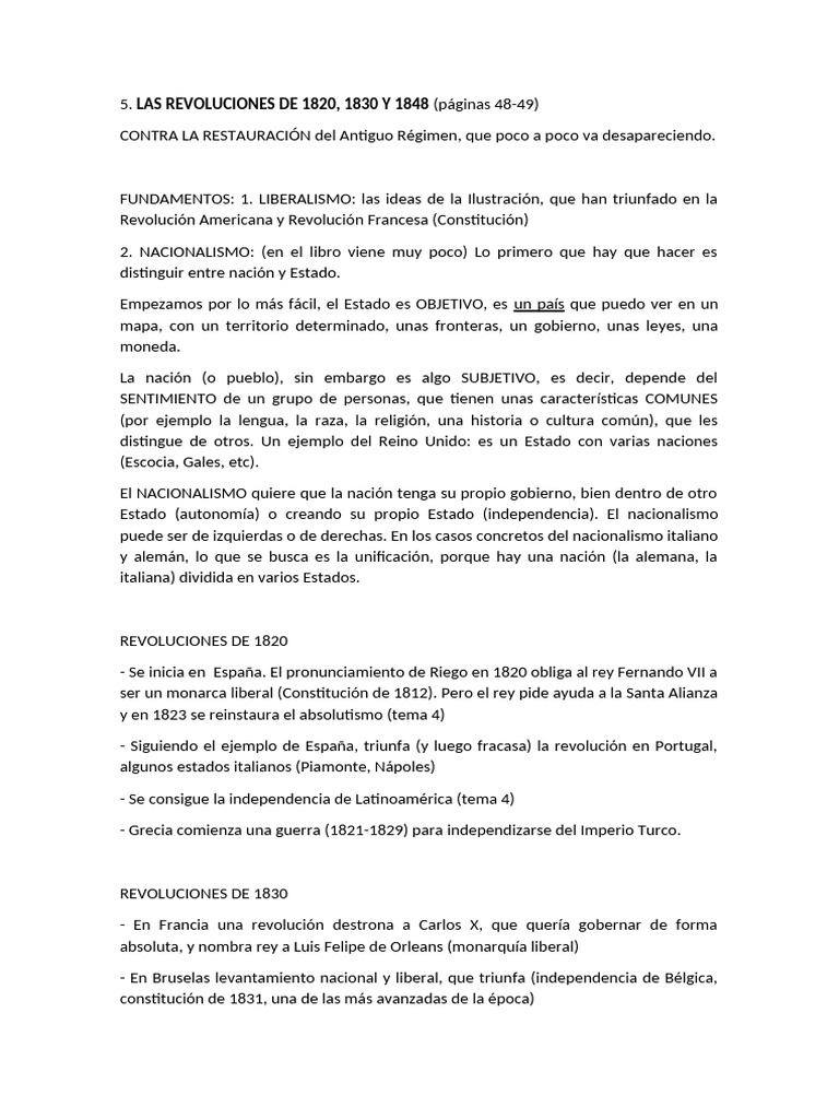05 Las Revoluciones de 1820, 1830 y 1848 | PDF | Nación | Primer ...
