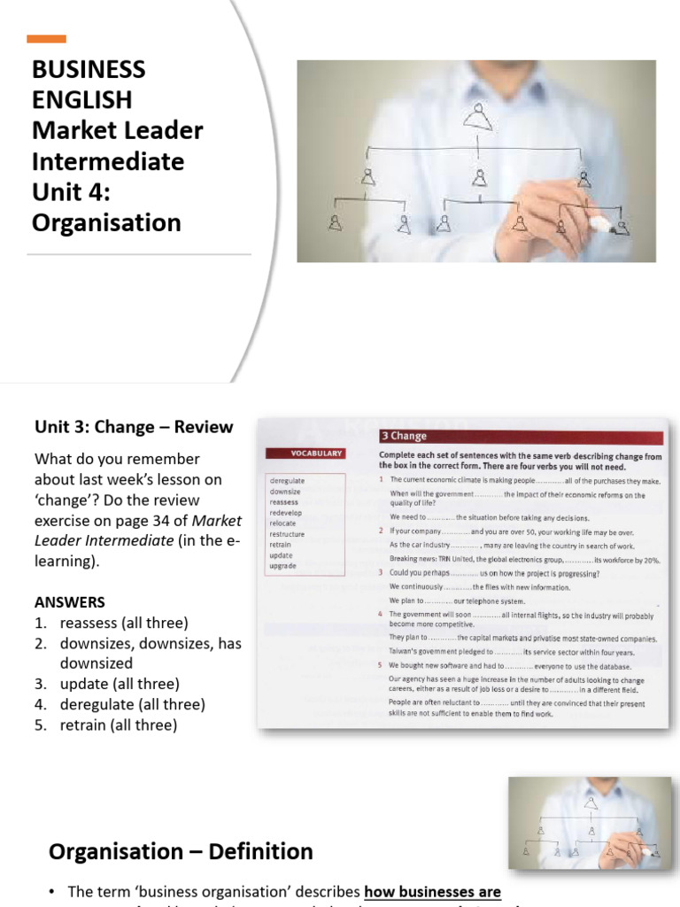 Market Leader Unit Four_Organisation Presentation 2022 | PDF | Goods ...