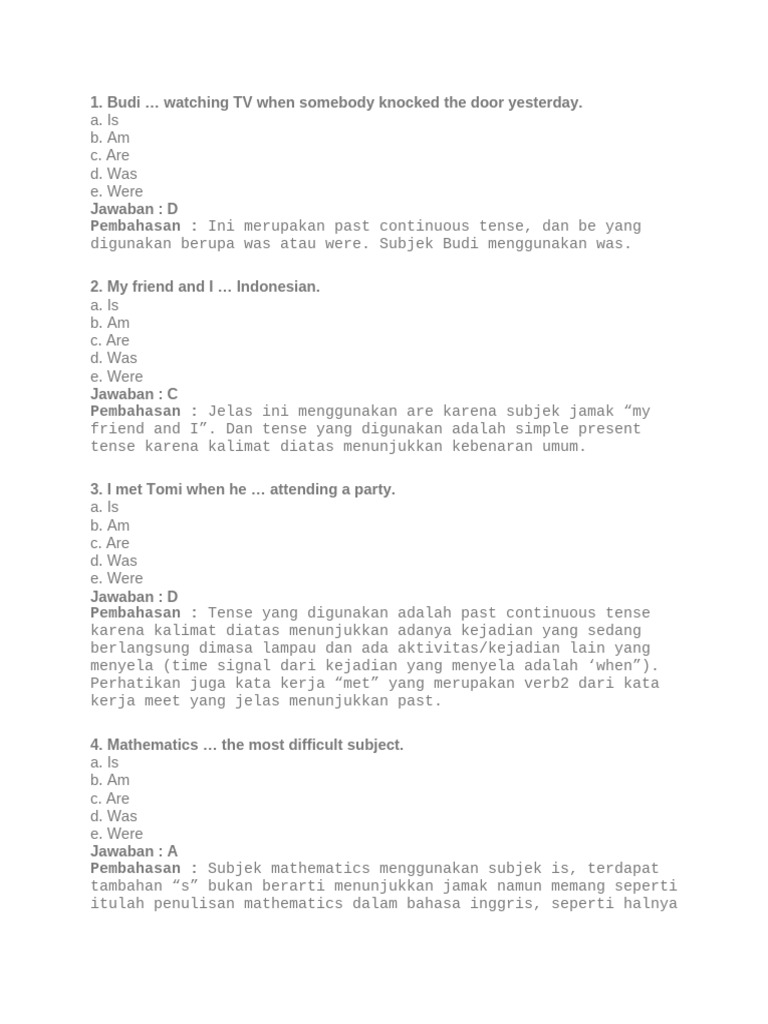 Soal Dan Kunci Tobe | PDF