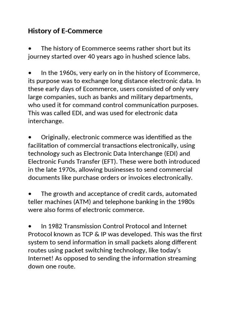 History of E-Commerce | PDF