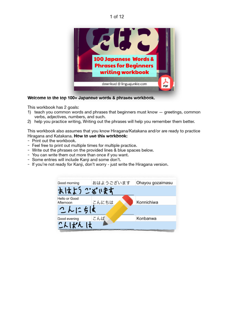 Beginner's Japanese Workbook | PDF | Japanese Language | Taste