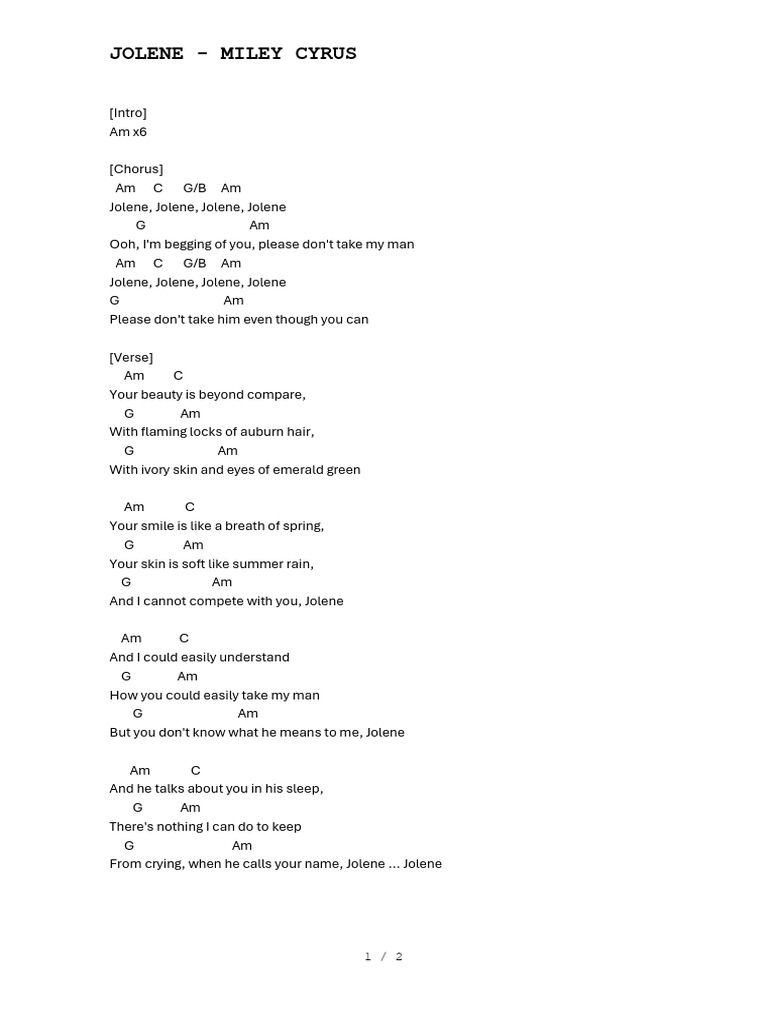 14 - Jolene - Miley Cyrus | PDF