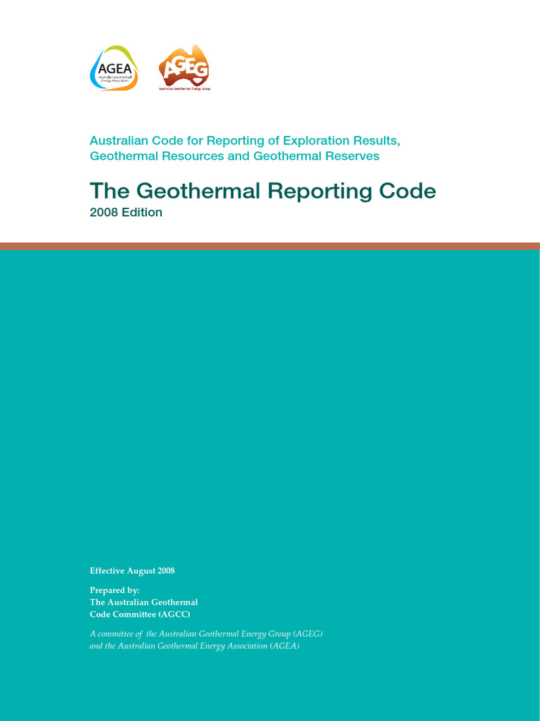 Australian Code For Reporting Exploration Results, Geothermal Resources ...
