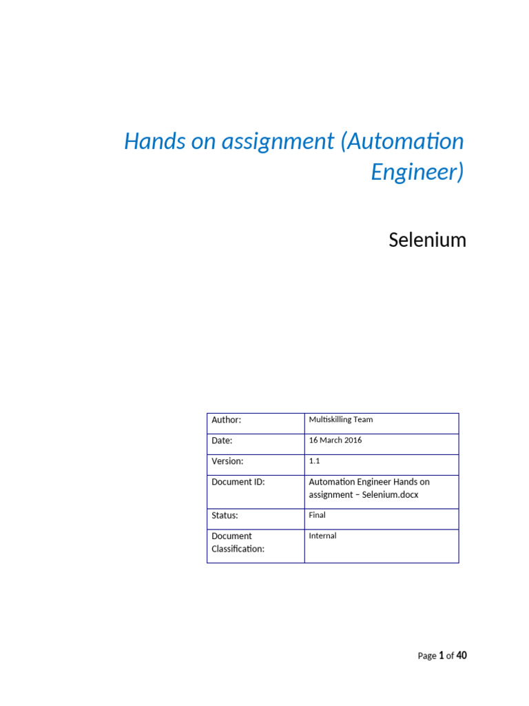 Automation Engineer Hands On Assignment - Selenium | PDF | Selenium (Software) | Software ...