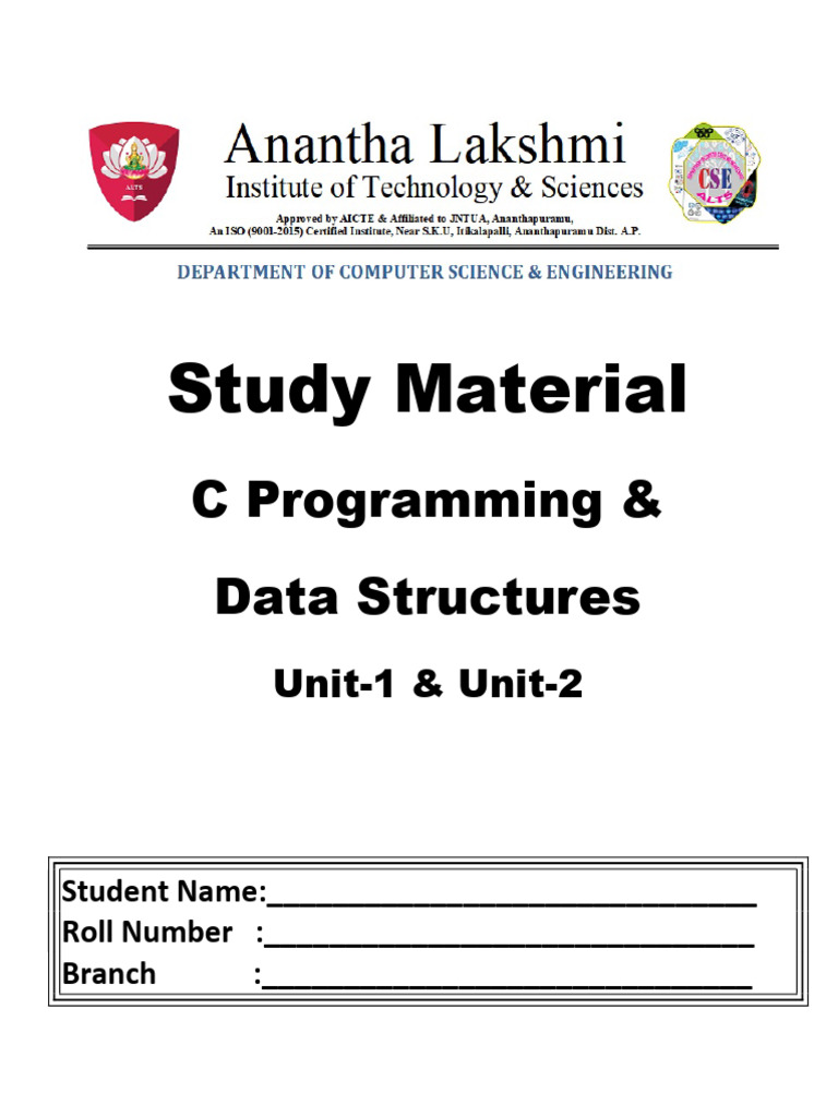 AIML CPDS Unit-1 - Unit-2 | PDF | C (Programming Language) | Integer (Computer Science)