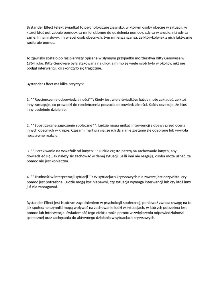 Bystander Effect (Efekt Świadka) | PDF
