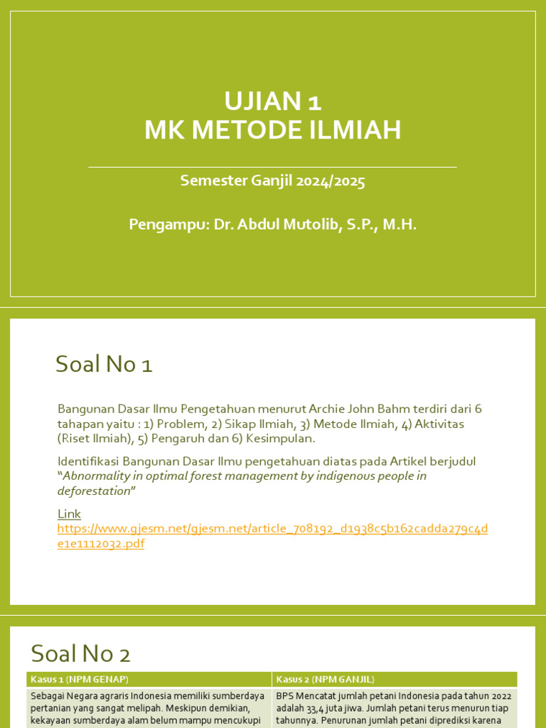 Ujian 1 - MK Metode Ilmiah | PDF