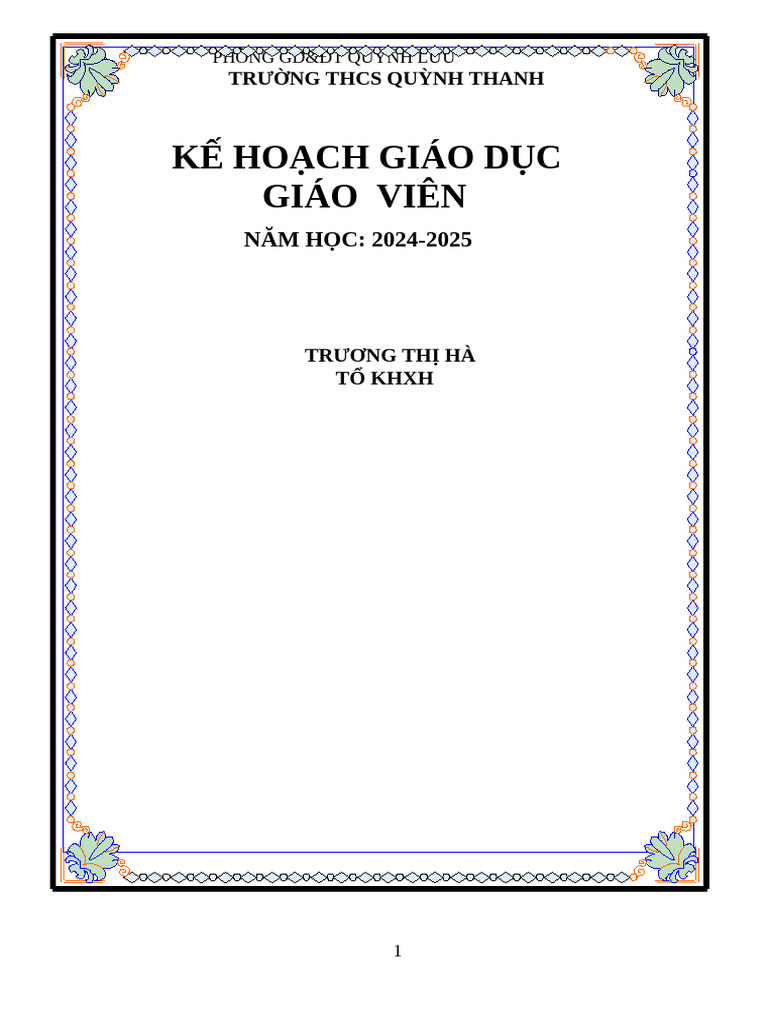 KHGD Cá Nhân Toàn (2024 - 2025) | PDF