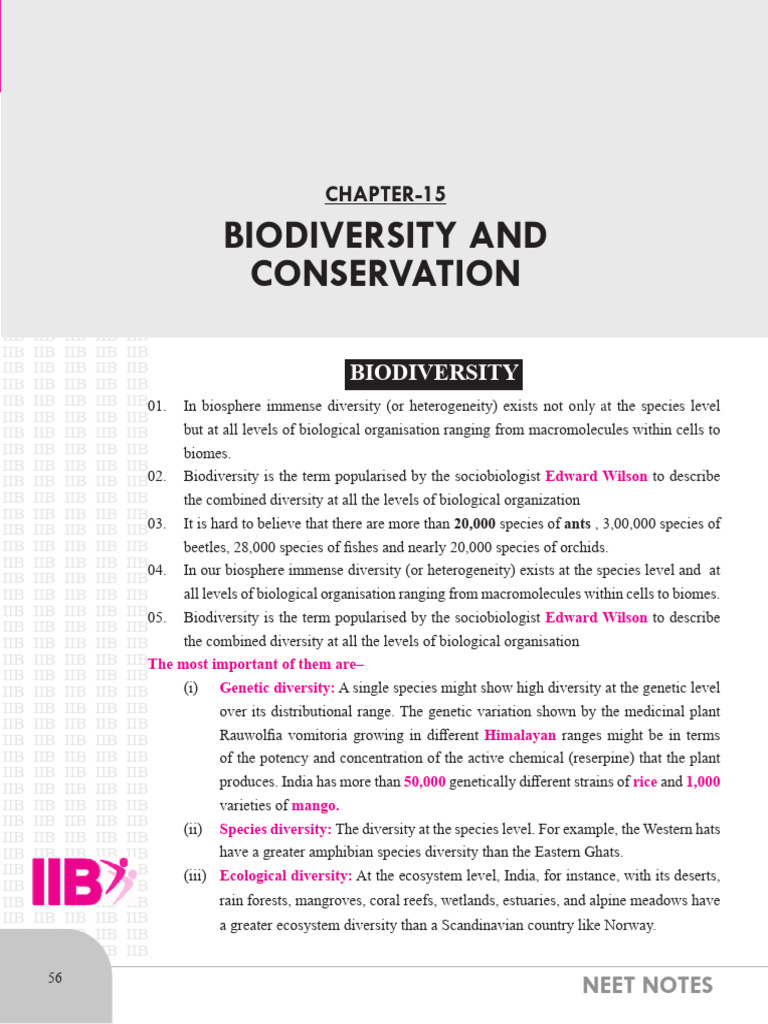IIB NOTES -Biodiversity and Conservation (1) | PDF | Biodiversity ...