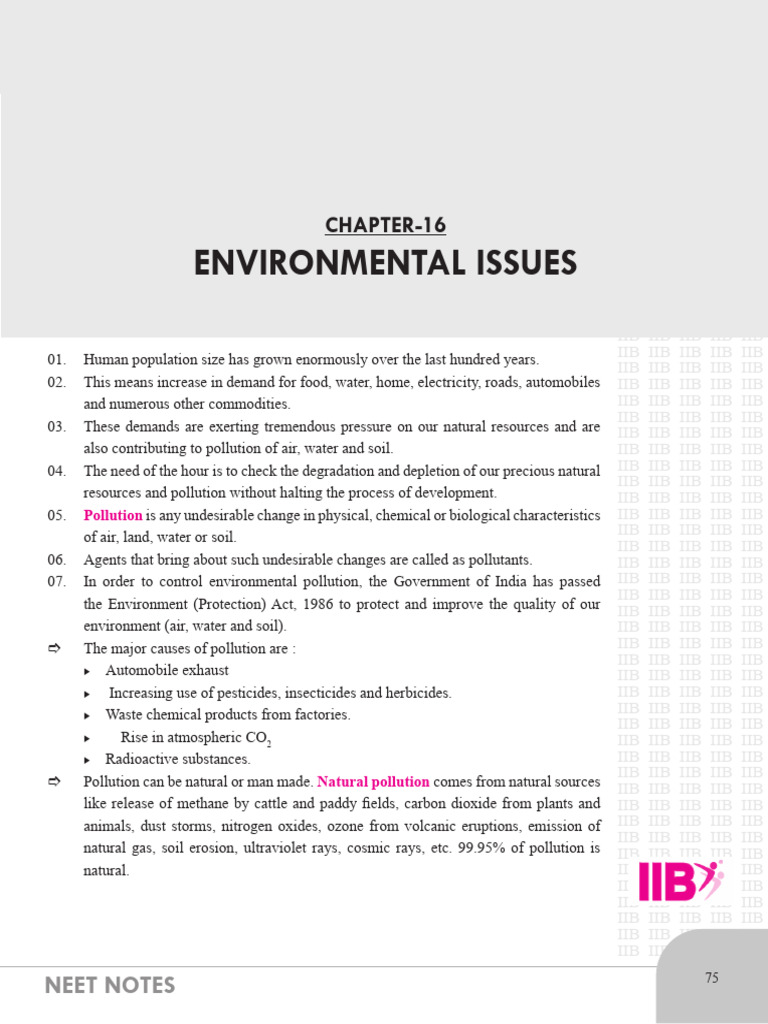 Environmental Pollution NEET Notes | PDF | Exhaust Gas | Particulates