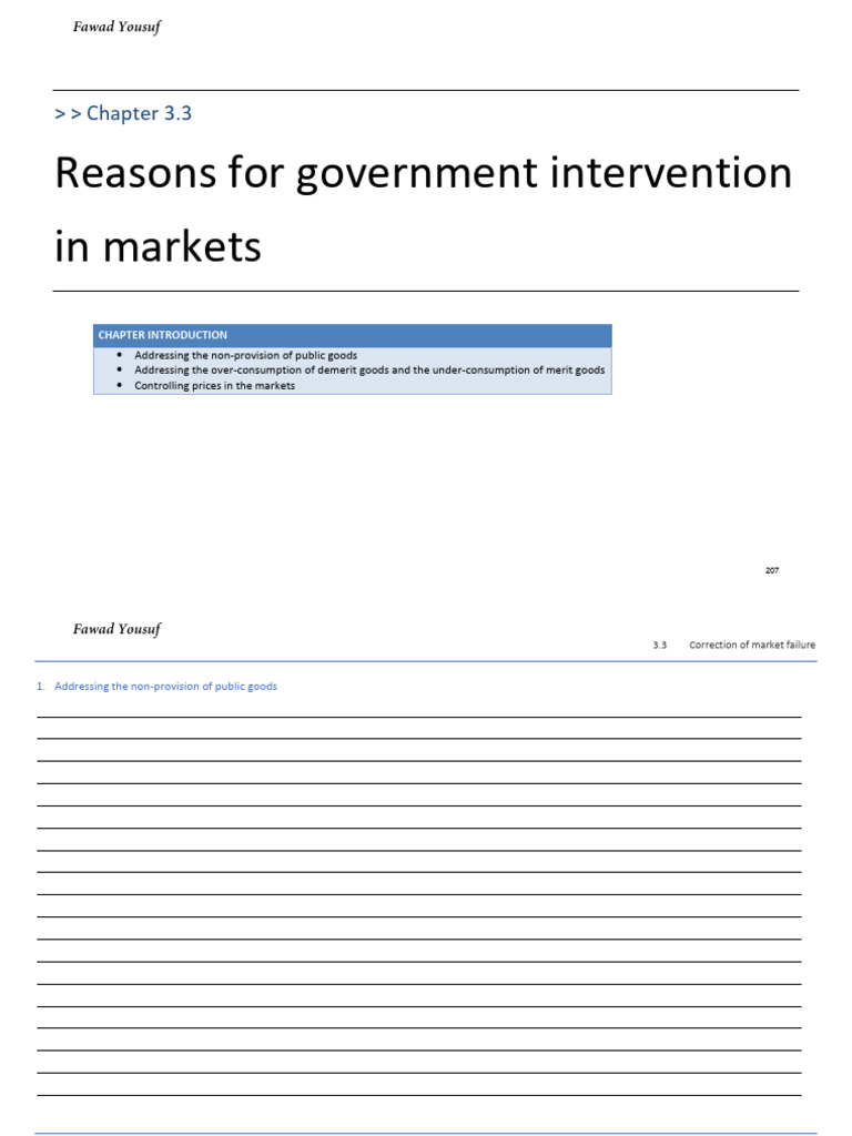 Reasons For Government Intervention in Markets: Chapter 3.3 | PDF