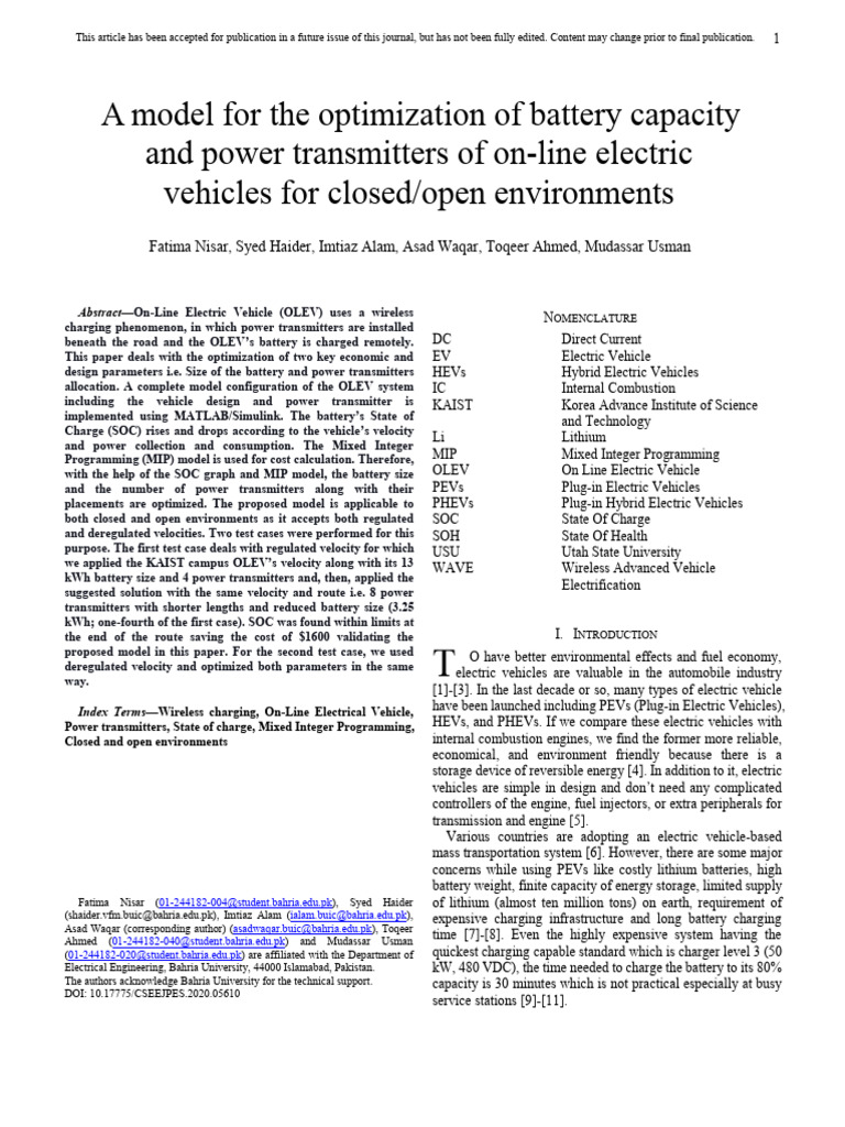 A Model For The Optimization of Battery Capacity and Power Transmitters ...