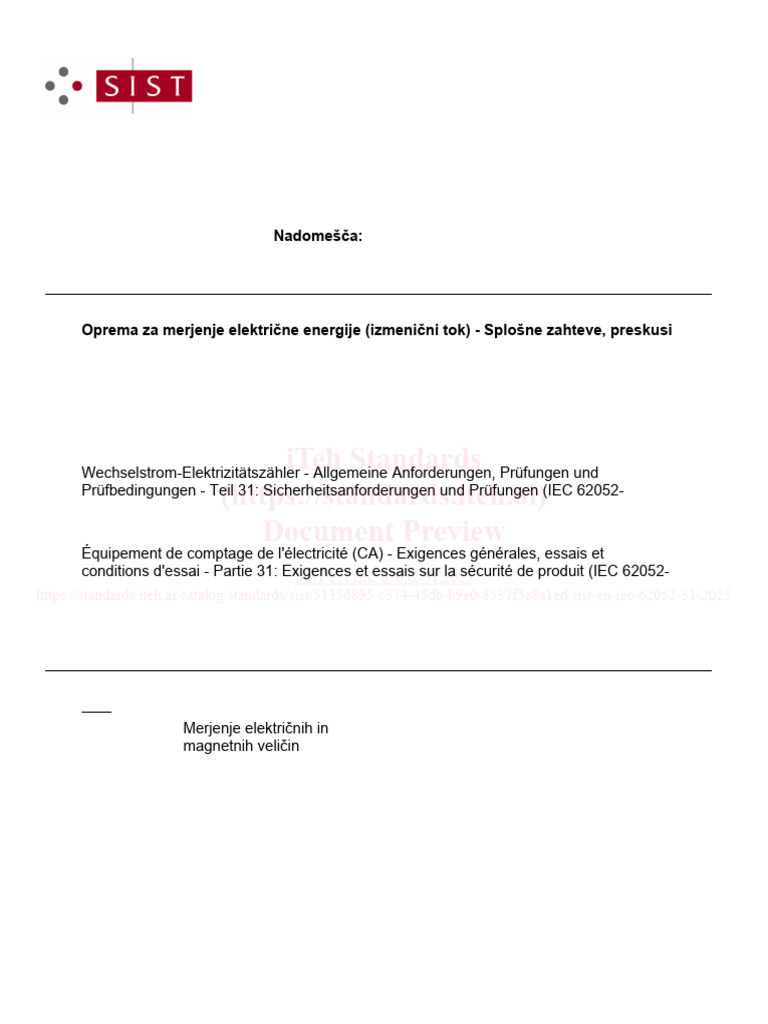 IEC 62052-31:2025 Safety Standards | PDF | International ...