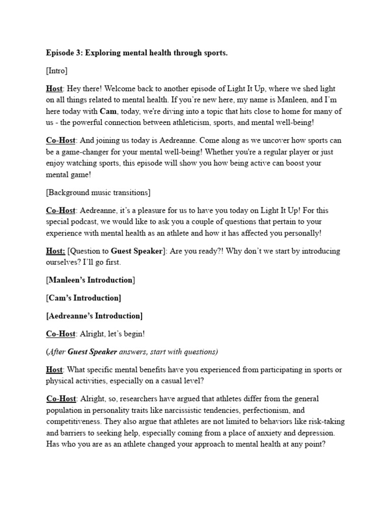 EP3_ Exploring Mental Health through Sports | PDF | Autism Spectrum | Mental Health