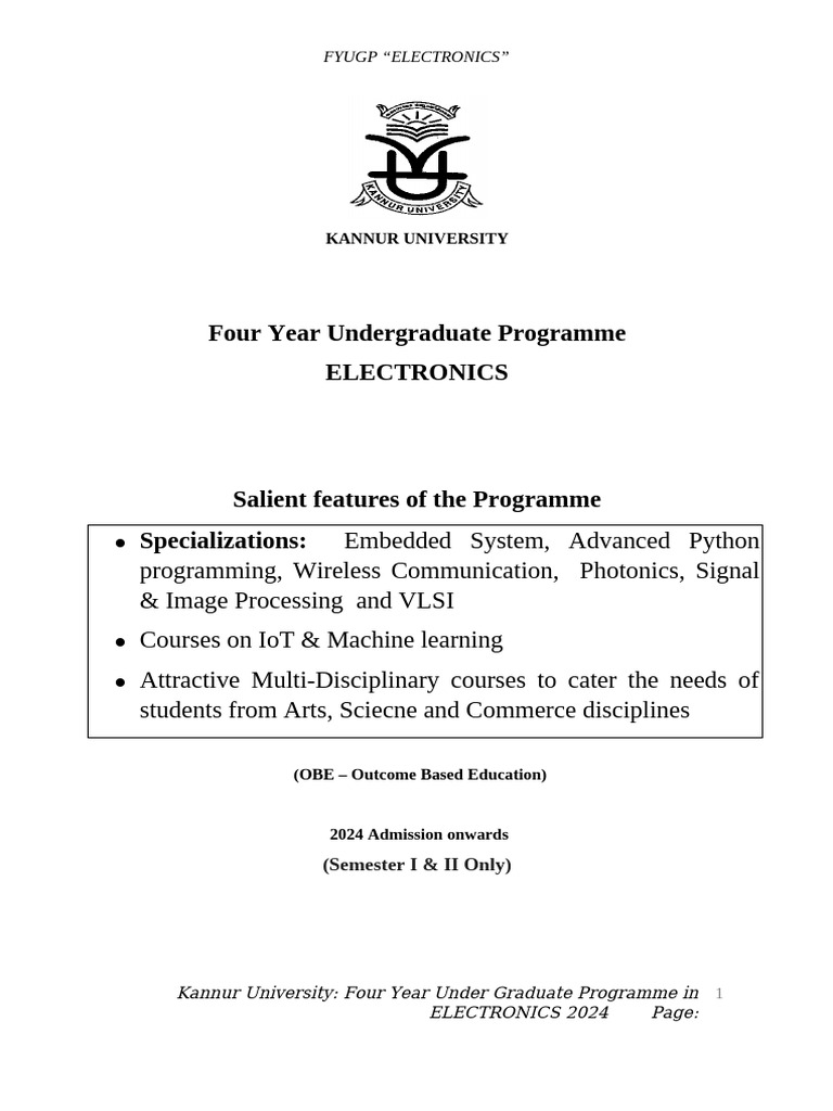 Kannur University Electronics UG Program 2024 | PDF | Rectifier ...