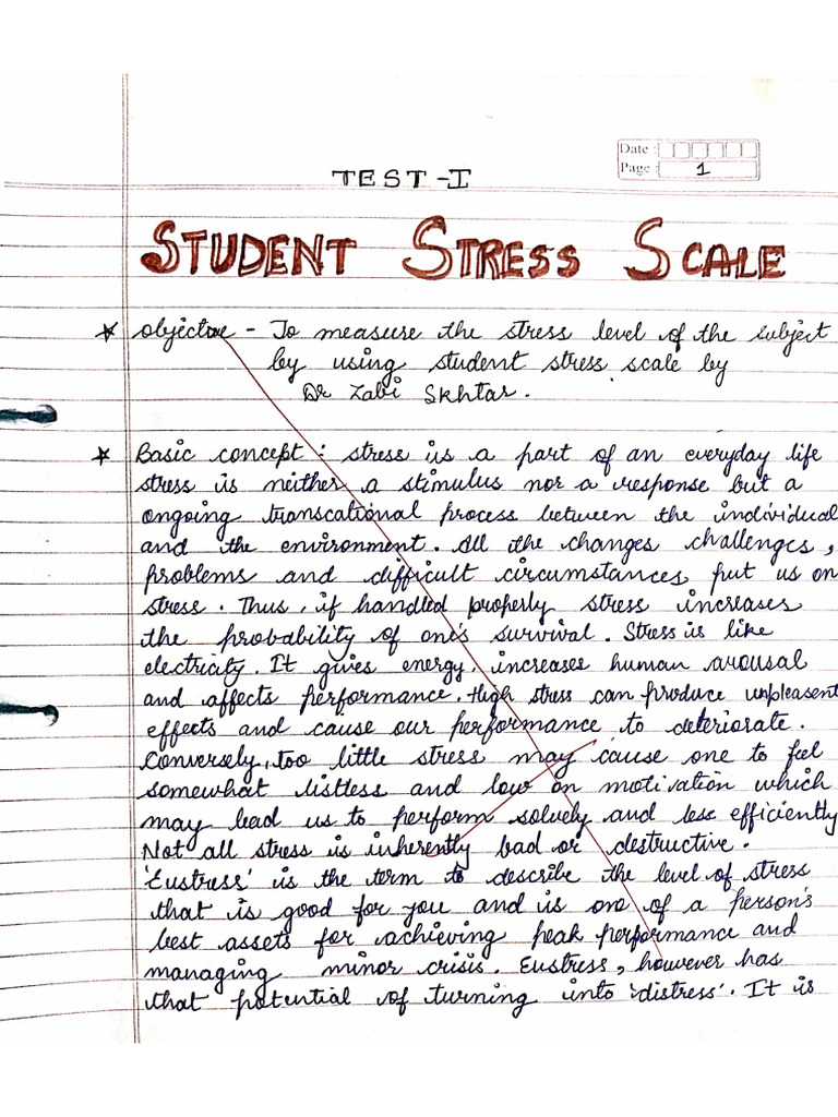 Student Stress Scale (Exp. 3) | PDF