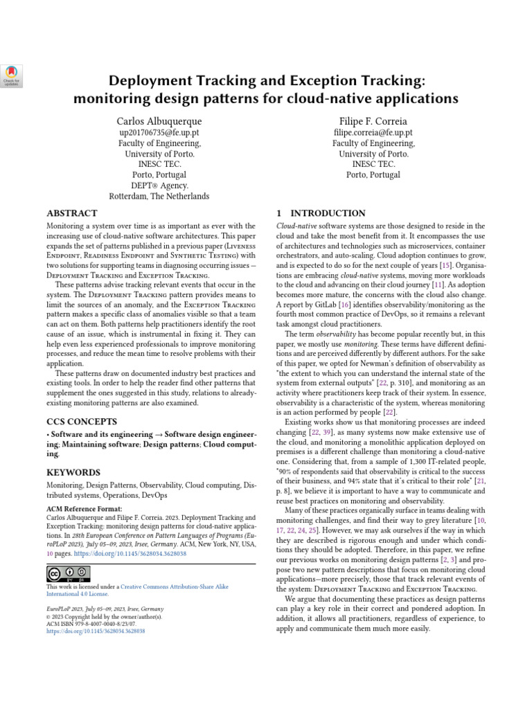 Deployment Tracking and Exception Tracking: Monitoring Design Patterns For Cloud-Native ...
