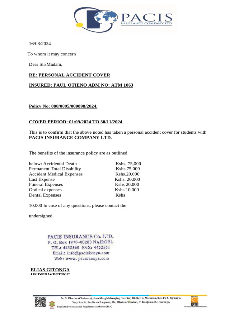 Tinderet Technical-Attachment Letters (1) | PDF | Insurance | Trade