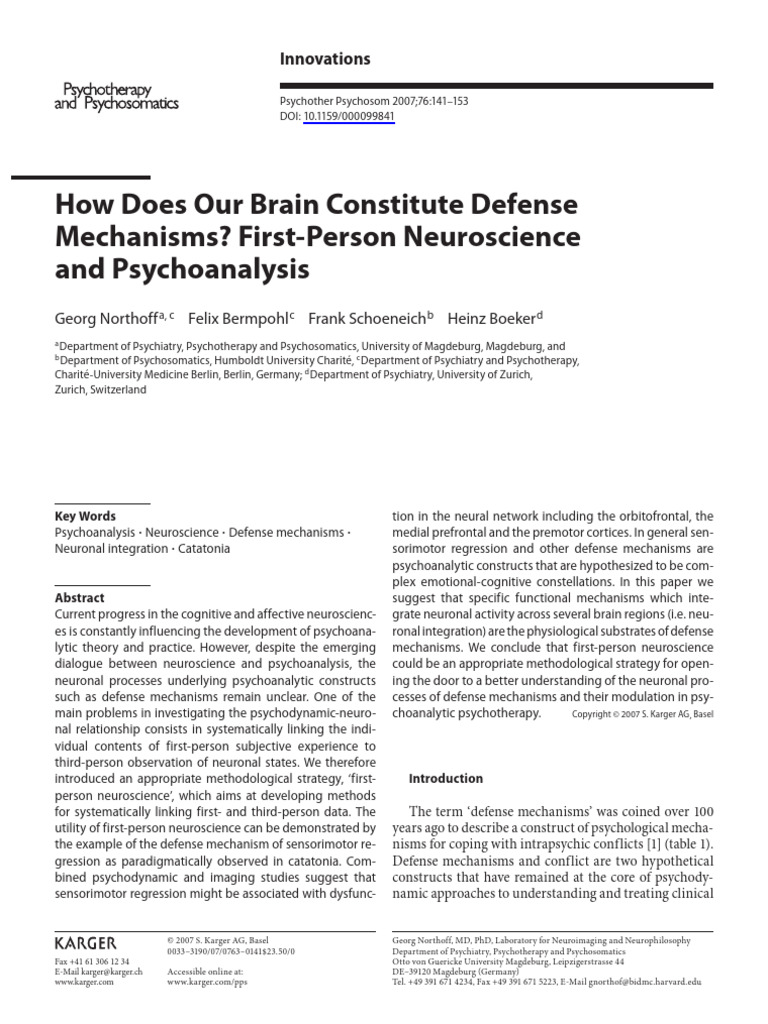 How Does Our Brain Constitute Defense Mechanisms | PDF | Psychoanalysis ...