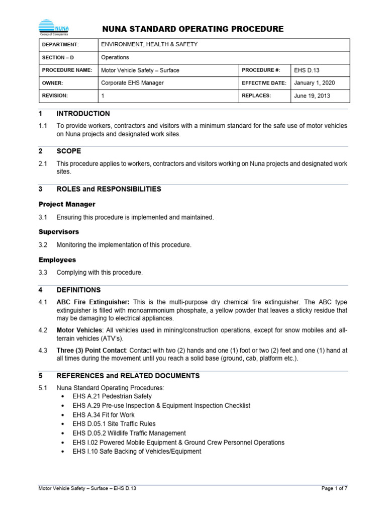 EHSD.13MotorVehicleSafetySurfacev.Jan_20 | PDF | Vehicles | Truck