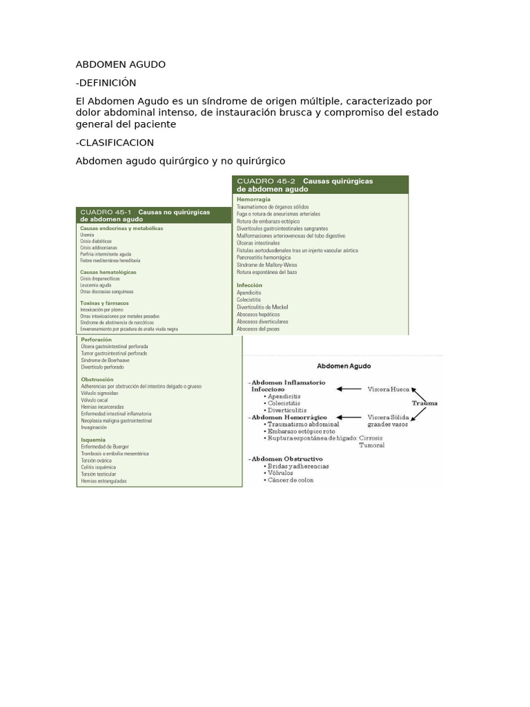 Abdomen Agudo: Definición y Clasificación | PDF