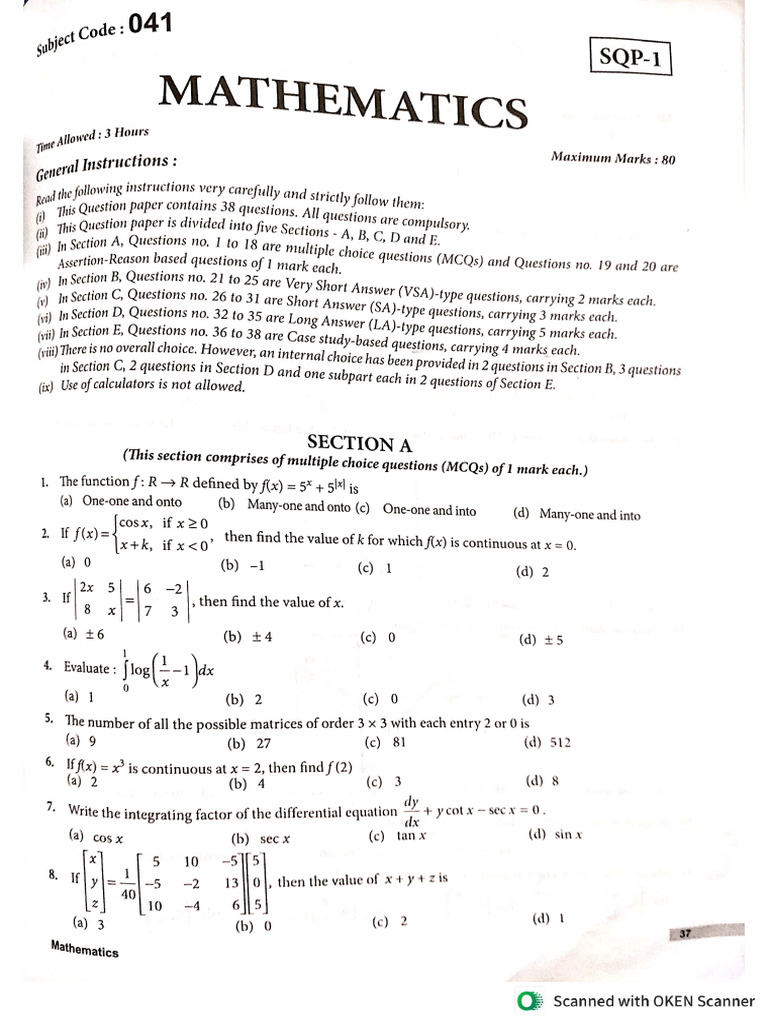 Sample Paper 1 | PDF