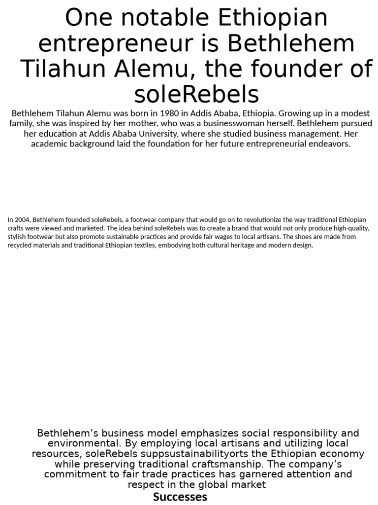 Bethlehem Alemu: soleRebels Founder | PDF | Ethiopia | Economies